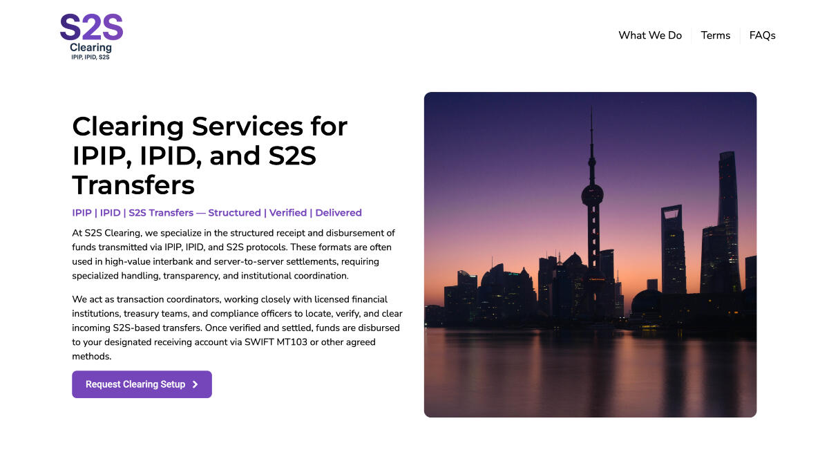 S2S Clearing & Disbursement Services for IPIP, IPID and S2S Transfers
